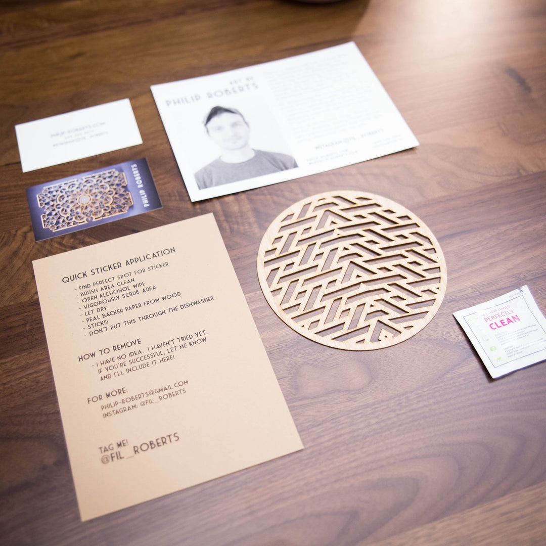 Wooden Stickers 5" | Real Wood | Durable – Art by Philip Roberts